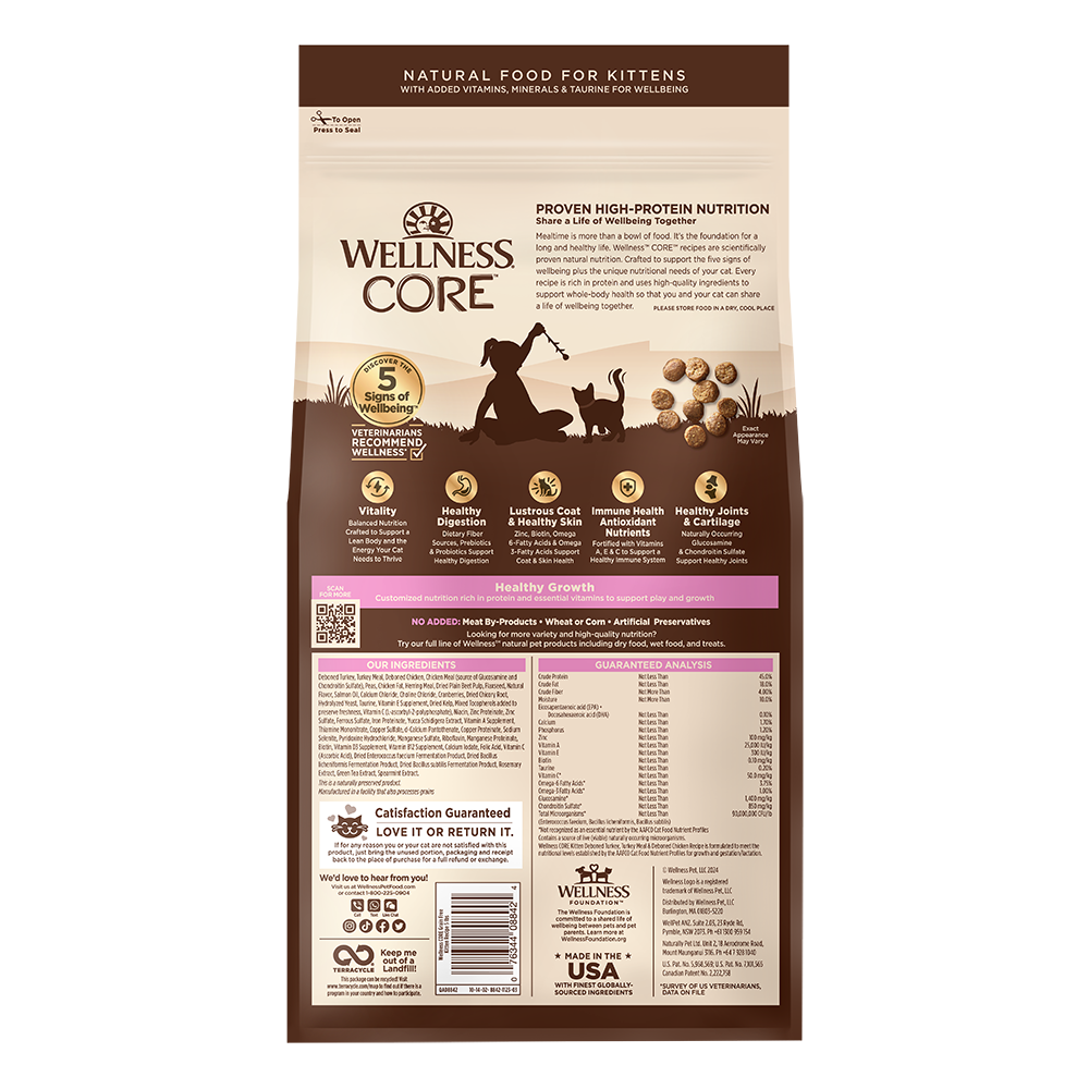 Wellness CORE Grain Free Kitten Dry Food - Deboned Turkey & Deboned Ch ...
